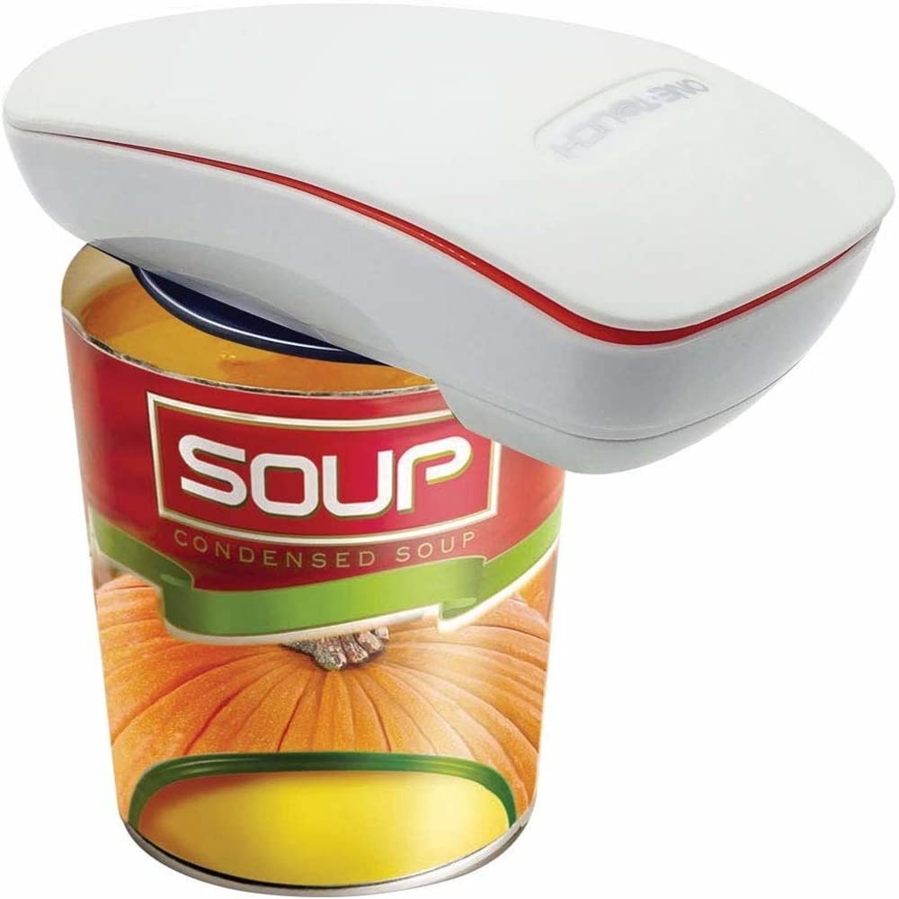 One-Touch Electric Can Opener, Handheld Easy Grip Press Start and Stop Automatic Operation, Lightweight, Twist-free, Arthritis Relief