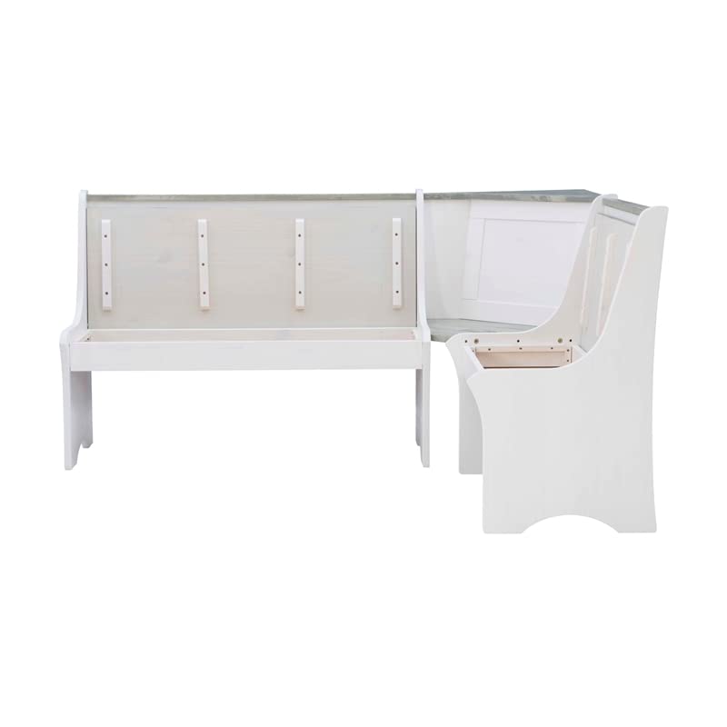 Riverbay Furniture Coastal Wood Corner Dining Nook in Gray