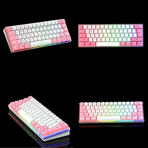 Qonioi Mechanical Keyboard Wired RGB Rainbow Backlit Keyboard, Keyboard Mechanical Gaming Keyboard 61 Keys for Computer/Laptop, PC Ergonomic