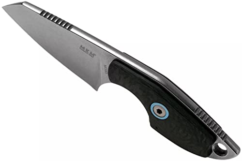 MKM Maniago Knife Makers MIKRO 2 Sheepsfoot Fixed Blade Neck Knife and EDC Tool - M390 Super Steel, Full Tang, Designed by Jesper Voxnaes, Made in Italy (Carbon Fiber)