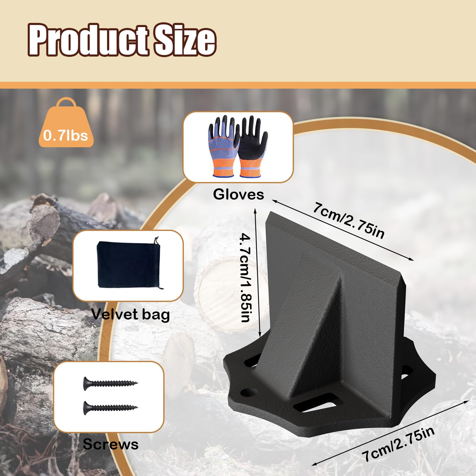 S&R PLKOP Wood Splitter,Portable Kindling Log Splitting Tool with Wedge, Manual Log Splitter Firewood Cutter, Splits Firewood Safely and Easily (Small)