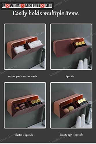 Qtip Holder | WALL-MOUNTED for Cotton Swabs | ORGANIZER | STORAGE BOX | 2 SEPARATE SECTIONED, WALL-MOUNTED, MULTI-PURPOSE COSMETIC BOX | JEWELRY STORAGE | MAKEUP COTTON SWAB ORGANIZER | HOUSEHOLD STORAGE BOXES. USAGE BEDROOM, BATHROOM, MAKEUP-TABLE