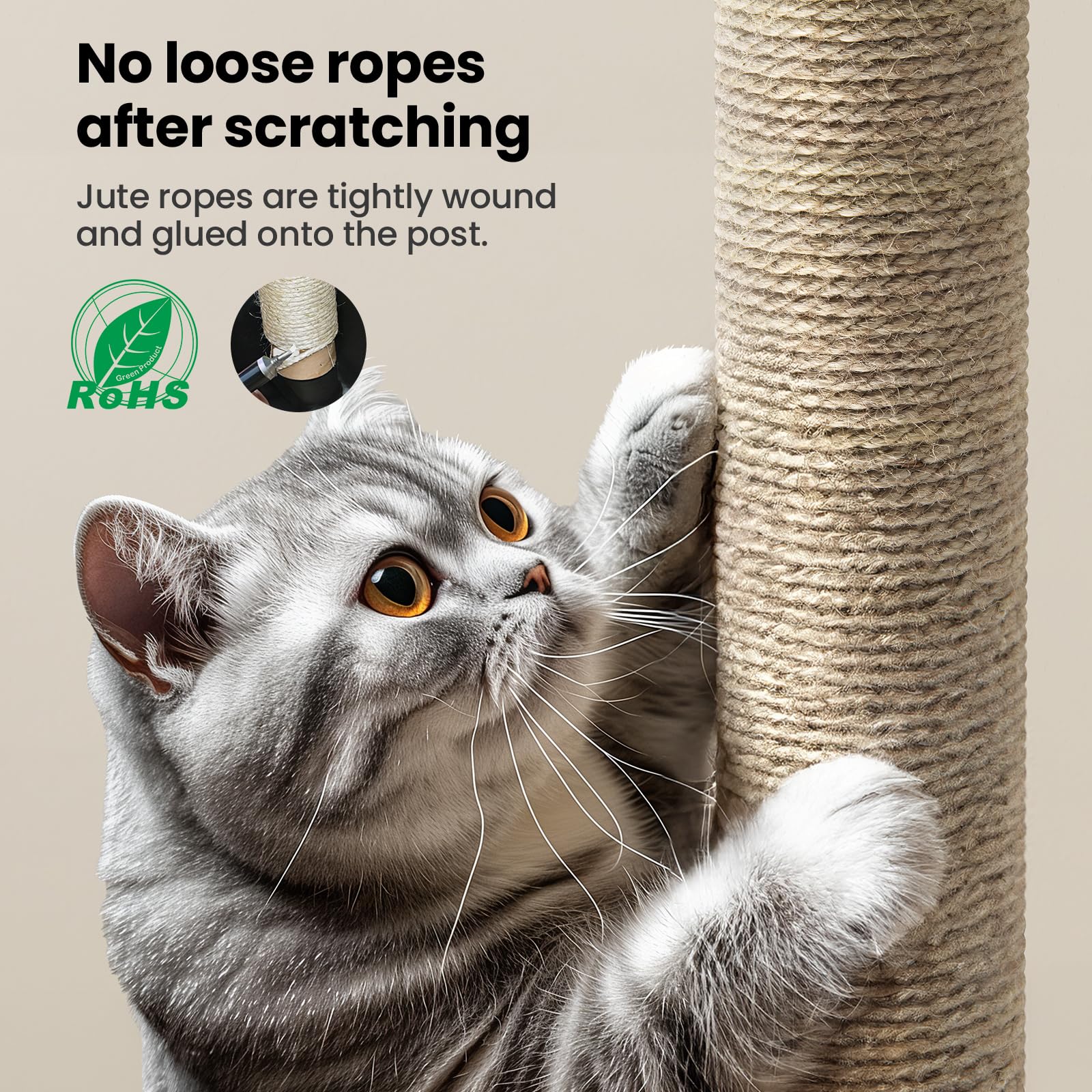SVD.PET Cat Scratching Post Replacement, 17” x 2.95” Jute Rope Cat Tree Replacement Post, Refill Scratcher Posts with M8 Screws for Indoor Cat Tree, Cat Tower and DIY Cat Scratcher (2PCS)