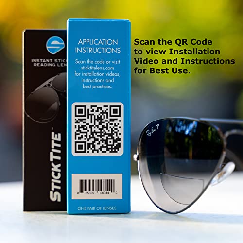 StickTite Lenses β Stick-on bifocal lens instantly convert sunglasses, goggles, or glasses into magnified, bifocal sunglasses. Patented material technology, reusable lenses (1 pair) 2.0 diopter