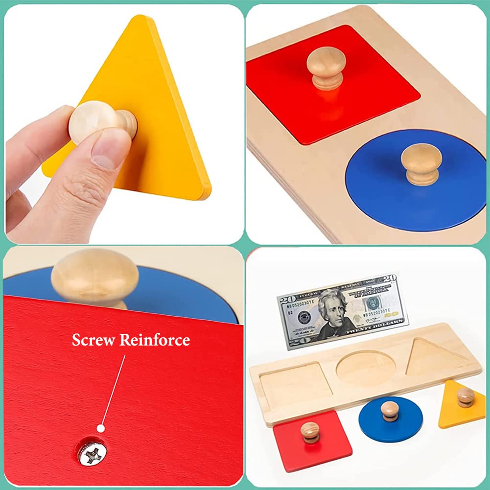 Montessori Baby's First Shape Sorter Shape Puzzle Jumbo Knob Puzzle Toddler Puzzles Preschool Learning Material Puzzles for Toddlers 1-3