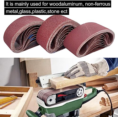 Sackorange 18 PCS 2-1/2 x 16 Inch Abrasive Sanding Belts - 3 Each of 60 80 120 150 240 400 Grit Aluminum Oxide Clothed Backing Sander Belts For Sanding Wood-Working,Metal and Paint (2.5" x 16")