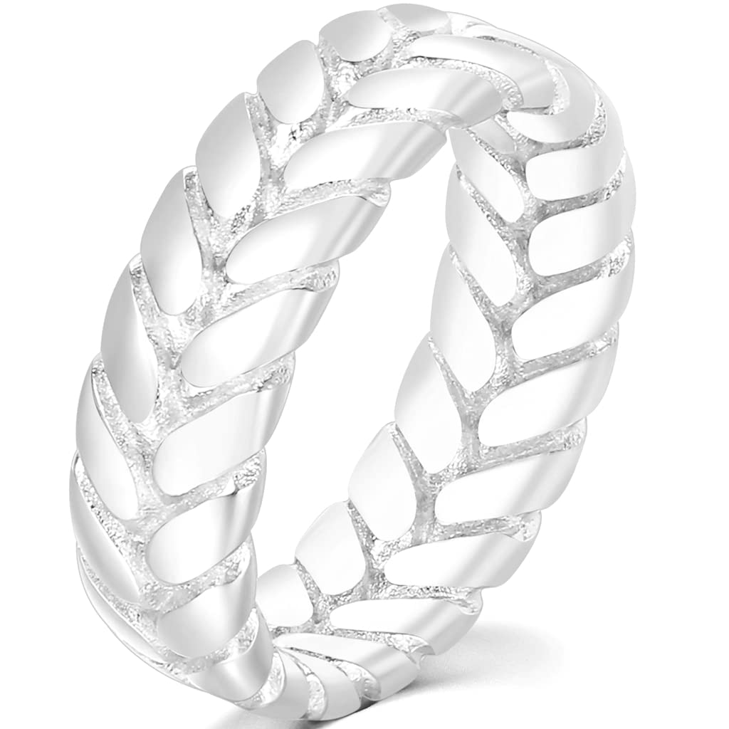 Jude Jewelers 8mm Stainless Steel Braided Woven Rope Style Wedding Band Ring (Silver, 5)