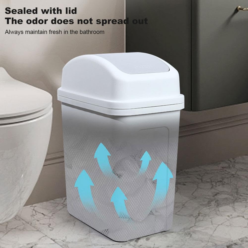 WAGA 13 Gallon Kitchen Trash Can,with Swing-top Lid, 360 ° Sliding Lid,Trash Can with Lid, Bathroom Trash Can,2024 Upgraded Plastic Swing Top Trash Can,Garbage Bin for Kitchen, Office, Toilets