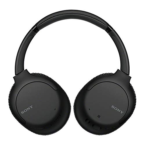 Sony WHCH710N Wireless Bluetooth Noise-Canceling Over-The-Ear Stereo Headphones (Black) Bundle with Protective Headphone Case and Headphone Stand - Dual Microphone, 35 Hours of Playtime - (3 Items)
