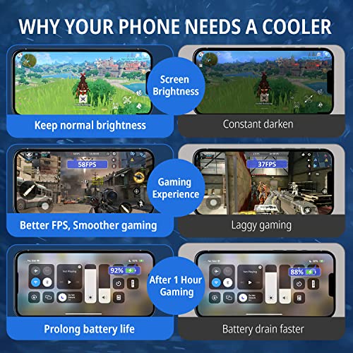 Phone Cooler Magnetic, Lecone Smartphone Radiator Cooling Fan for iPhone 13 and 12 Series Compatible with Magsafe RGB LED Light USB-C Power Cable Gaming Accessory