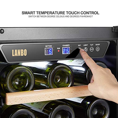 Lanbo 15 Inch Built In Wine Fridge Cooler, 33 Bottles Compressor Wine Cellar