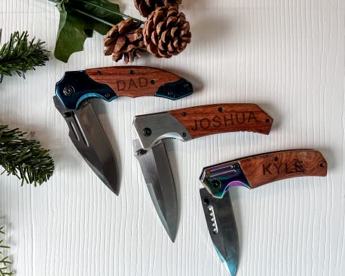 Pocket Knife Gifts For Men Stainless Steel 5" Blade With Ultra-Secure & Comfortable Belt Clip Personalized Engraved Knive for Everyday Carry, Groomsmen Camping Birthday Father's Day Or A Gift For Your Guys - This Knife Is The Perfect Choice (Knife NOT Eng