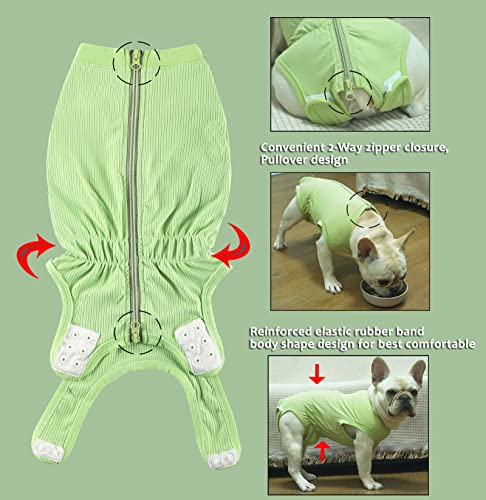 Sychien Dog Recovery Suit Large for Female Spay,Male Post Surgery Recovery Combed Cotton Bodysuit,Green XXL