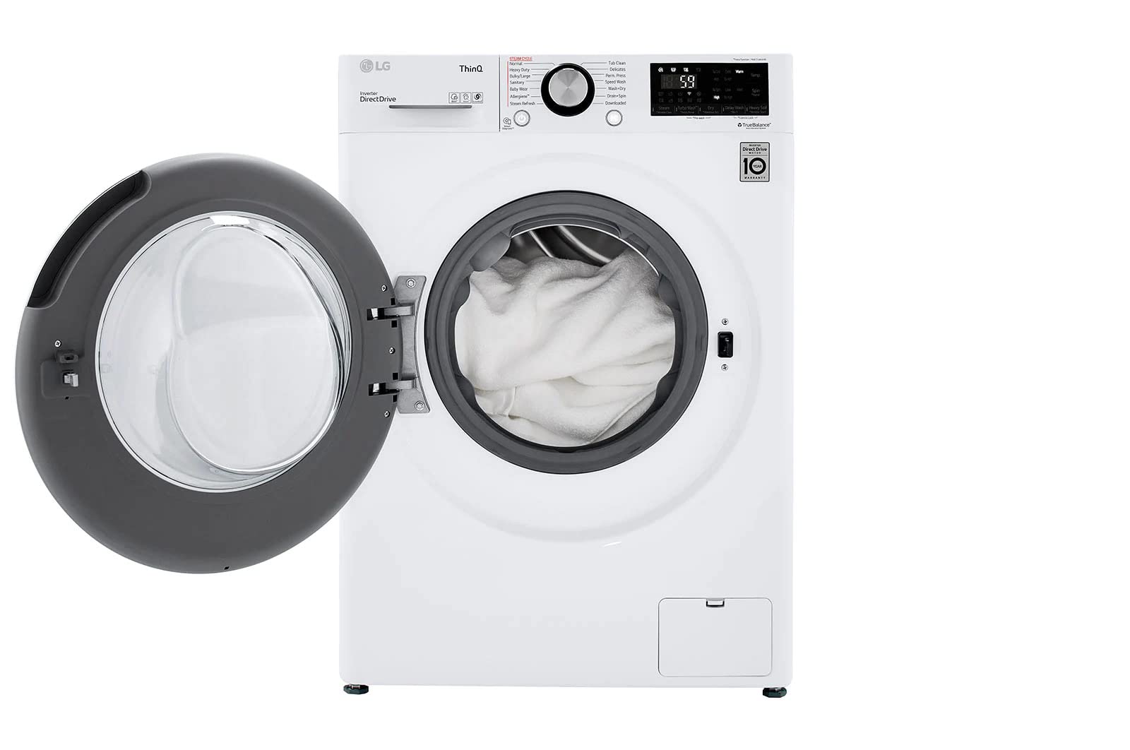 LG WM3555HWA 24 Inch Smart All In One Washer/Dryer with 2.3 cu. ft. Capacity, Wi-Fi Enabled, 14 Wash Cycles, 1400 RPM, Ventless, NeveRust Stainless Steel Drum, Quiet Operation, TrueBalance, Sensor Dry in White