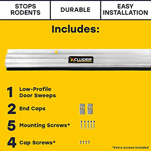 Xcluder 48" Low-Profile Door Sweep, Aluminum β Seals Out Animals, Enhanced Weather Sealing, Easy to Install; Door Seal Guard; Chew Proof