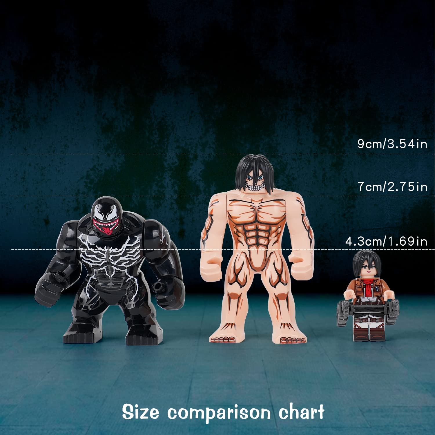 MOOXI-MOC Anime Attack Minifigs Titan Customized Building Set,Mini Brick Action Figures Titan Building Block,Made for Anime Fans(4pcs)