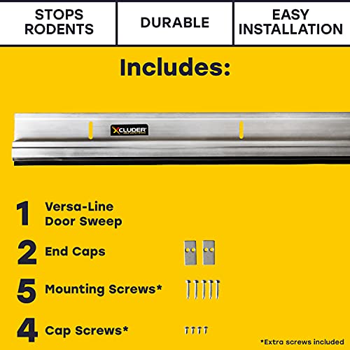 Xcluder 48" Versa-Line Door Sweep, Mill Aluminum Finish โ Seals Out Animals, Easy to Install, Maximum Adjustability; Under-Door Seal; Chew Proof
