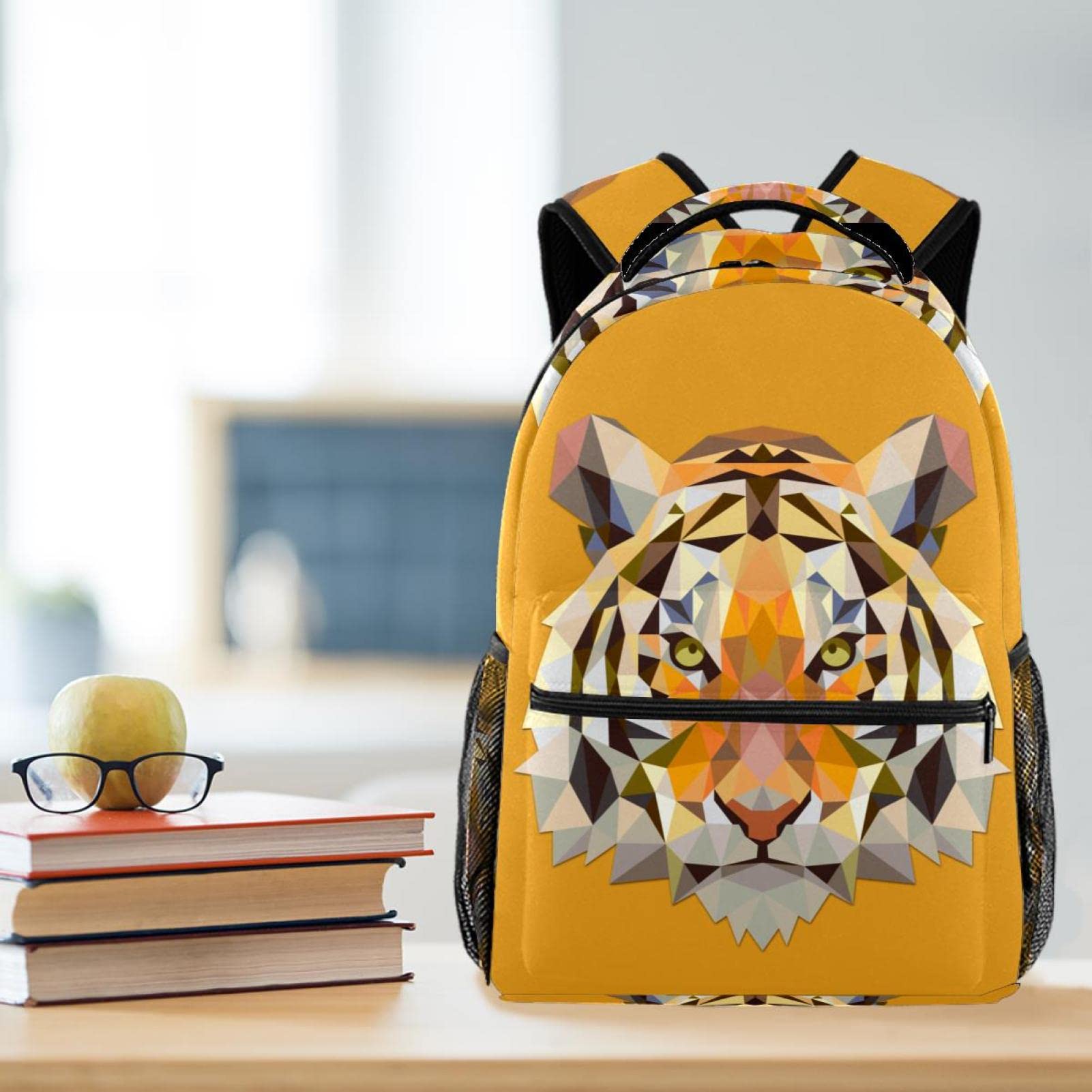 LORVIES Triangle Tiger Lightweight School Classic Backpack Travel Rucksack for Women Teens