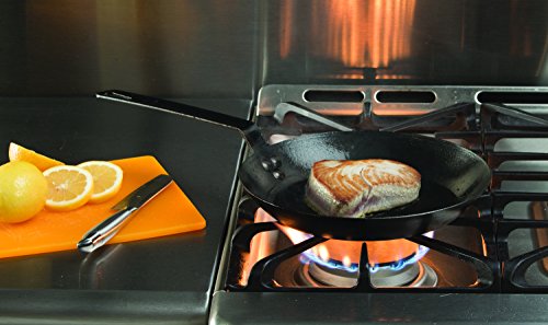 Lodge Manufacturing Company CRS10HH61 Carbon Steel Skillet, 10-inch, Black/Orange