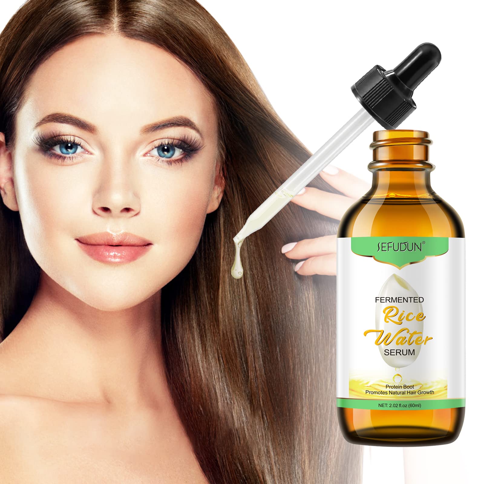 Rice Water for Hair Growth, Thickness, Strength, Shine -100% Pure Natural Leave-in Conditioner for Scalp, Dry Split End Moisturizer–Natural Hair Moisturizer&Conditioner with Vitamin&Mineral,2.02 fl.oz