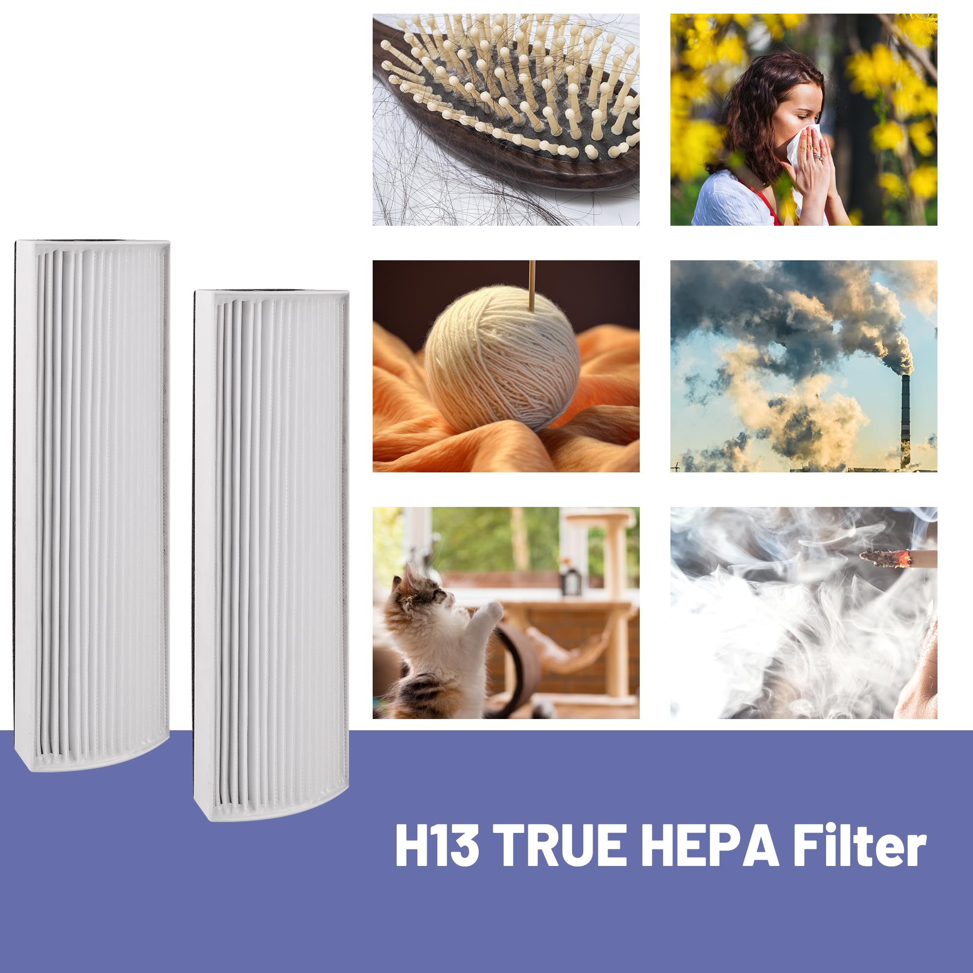 Popurure TPP220F Replacement Filter Compatible with Therapure TPP220F Air Purifier, also fit Models TPP220M TPP220H and TPP220, with 2 True HEPA (H13)Filter