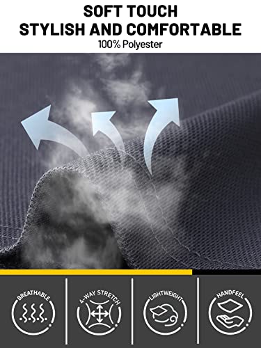 MIER Men's Polo Shirts Polyester Casual Tennis Collared Shirts Short Sleeve with Pocket, Sun Protection, Grey, XXL