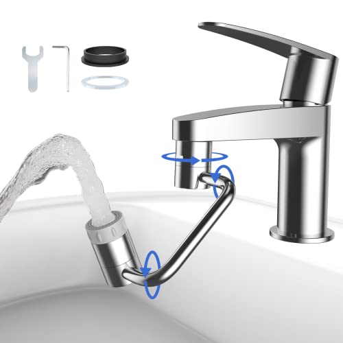MUNNAR Faucet Extender Aerator with 1080° Rotation - Universal Large-Angle Splash Filter for Kitchen & Bath, with 2 Water Outlet Modes, Brass Sink Faucet Attachment for Parts Replacement
