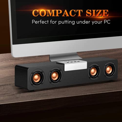Roleader Bluetooth Computer Speakers Wireless Soundbar - PC Player Speaker with Built-in 4500mAh Battery Audio Stereo Sound Bar for Laptops Monitor TV Desktop Smartphone