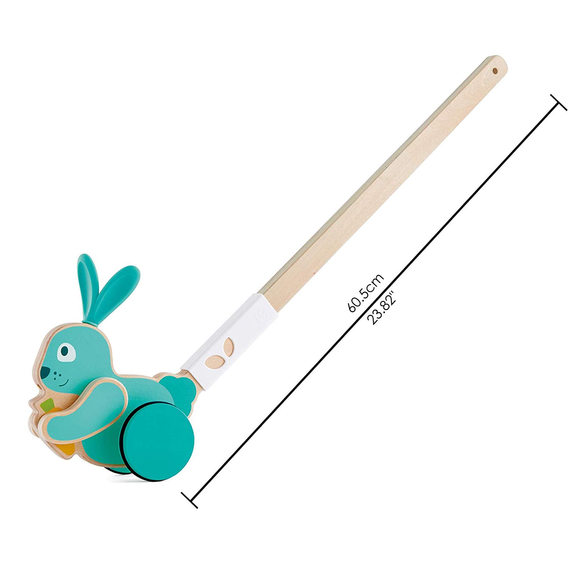 Hape Bunny Push Pal | Wooden Push-Along Bunny, Baby Walker Push Toy, Multicolor (E0358)