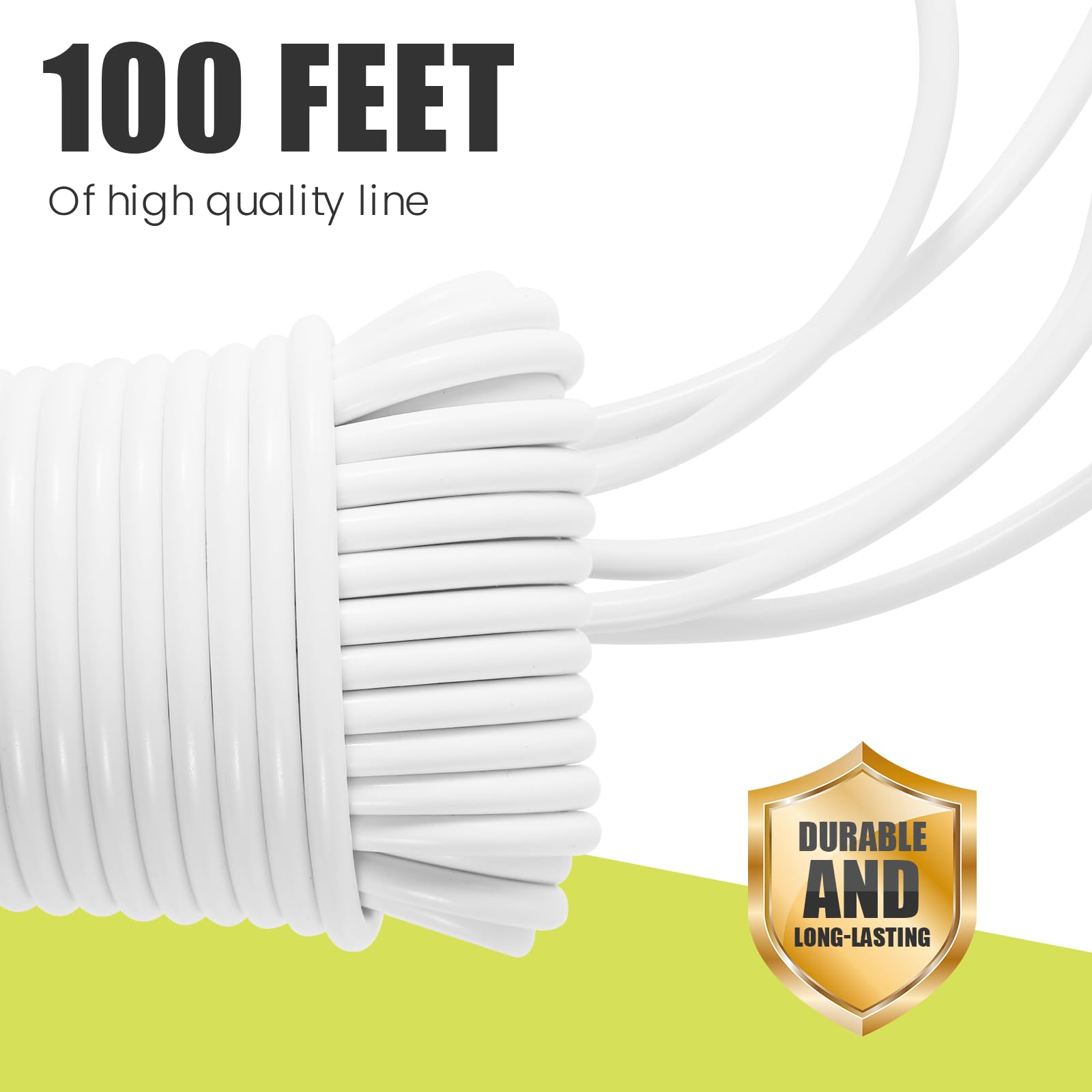 SDLTHR 100ft Plastic Coated Clothesline-Synthetic Fiber Core-Clothes Rope Camping Utility Good for Tie