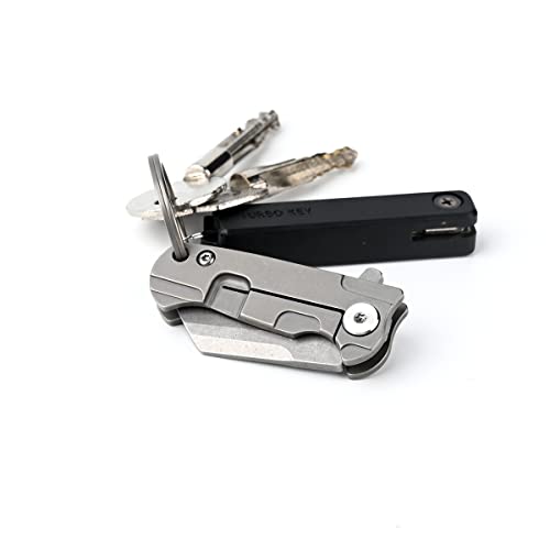 NHDT sw701 Mini Titanium Handle Steel Blade Folding Pocket Flipper Knife,Ultra Small EDC Tiny 2.18 Inchs hang on a keychain, frame lock knife Camping Tool Outdoor Activities