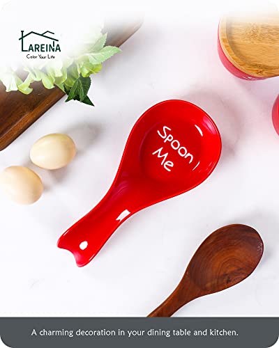 Lareina Ceramic Spoon Rest For Stove Top - Large Spoon Holder For Kitchen Counter Top, Heat-Resistant Cooking Utensil Rest, Cute Coffee Spoon Rest, Modern Farmhouse Kitchen Decor, Red