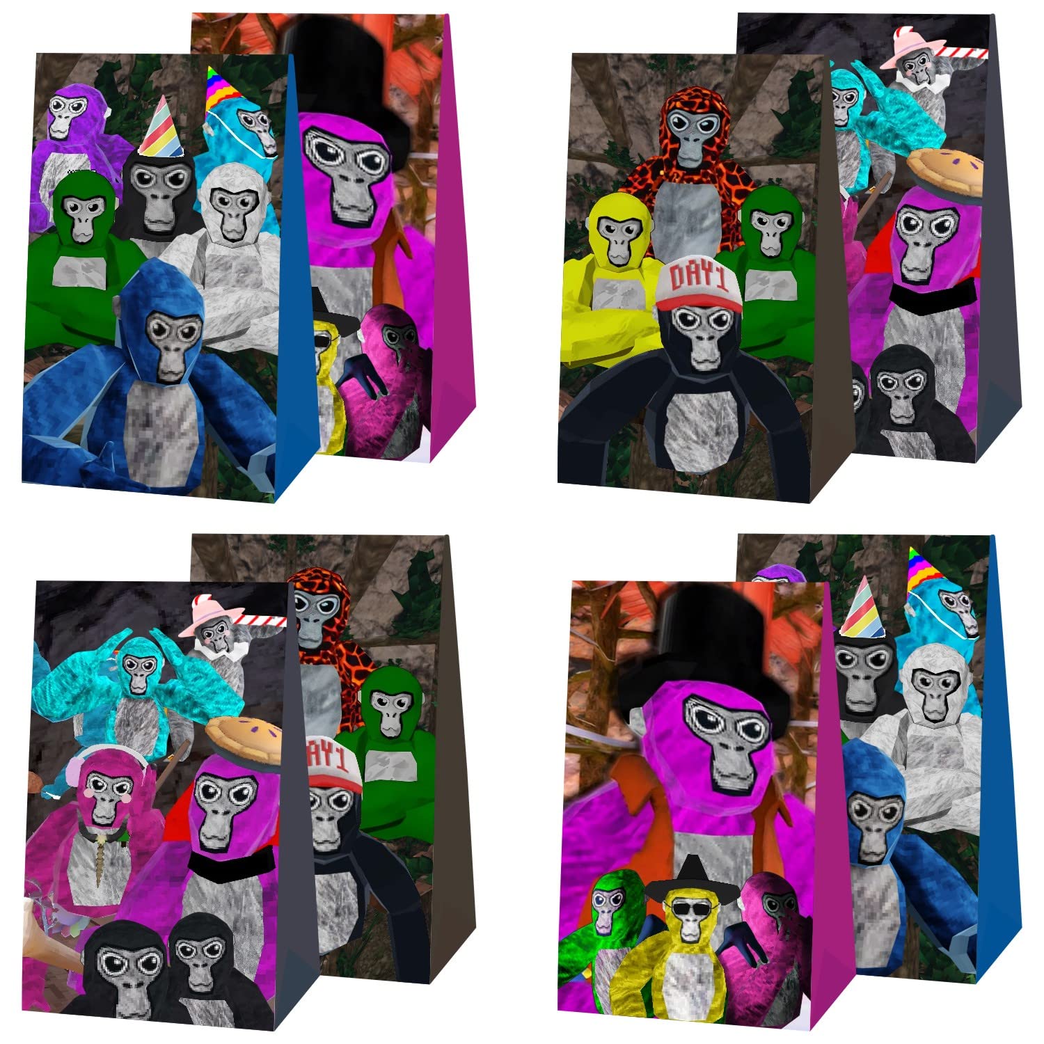 Vibbint 12pcs Gorilla Tag Party Favor Gift Bags, Gorilla Tag Party Supplies for Gorilla Tag Birthday Decorations