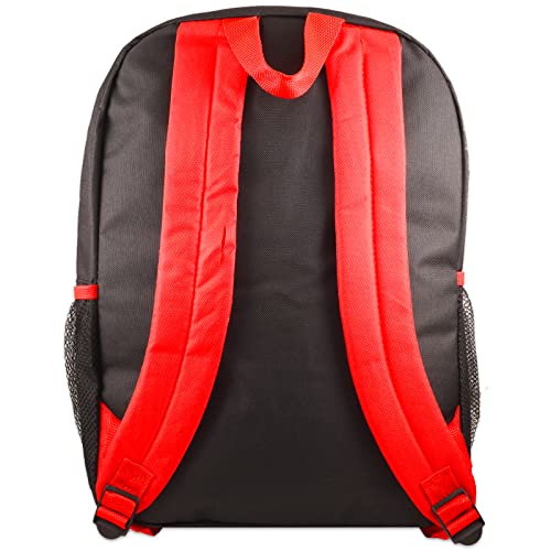 Spiderman Backpack for Boys Girls Kids - 5 Pc Bundle with 16" Spiderman School Backpack Bag, Water Bottle, Stickers, and More (Marvel School Supplies)