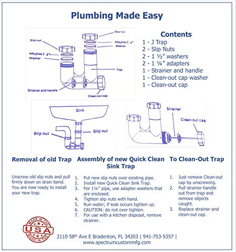 Quick Clean Sink Trap | 1 1/4" & 1 1/2" P-Trap Replacement Upgrade | Jewelry Catcher | DIY Unclog Your Drain | No Tools Required | Bathroom/Salon Hair Trap | Made in USA | Veteran Owned