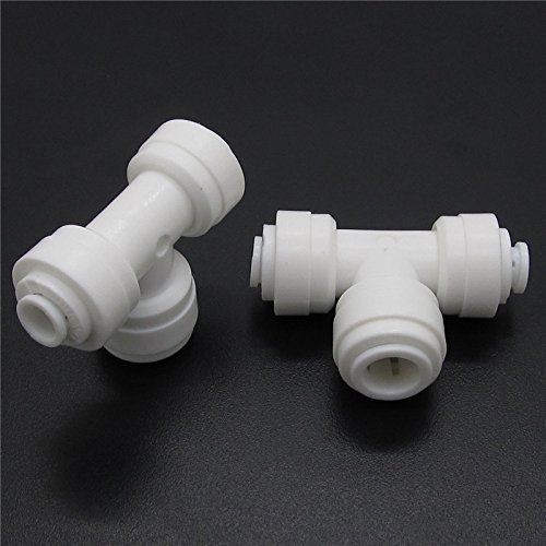 Quick Connect 1/4-Inch-1/4-Inch-3/8-Inch Tee Union for Reverse Osmosis RO Water Filter Pack of 5