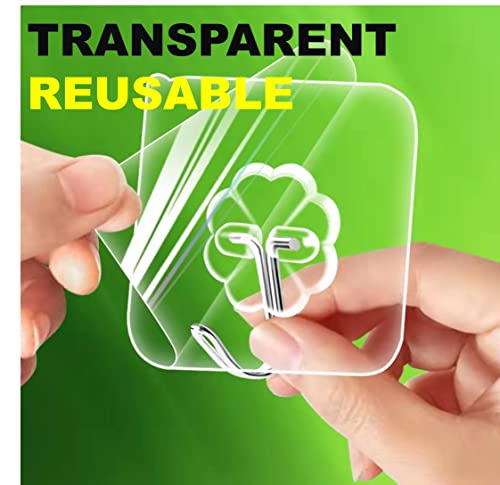 QUALIALL The Worest 0.003lbs Wall Hooks, Ceiling Hooks (on Wrong Surface), The Real Heavy Duty 33lbs Acrylic Self Adhesive Stick on Hanger for Hanging, Reusable, Traceless, 10packs