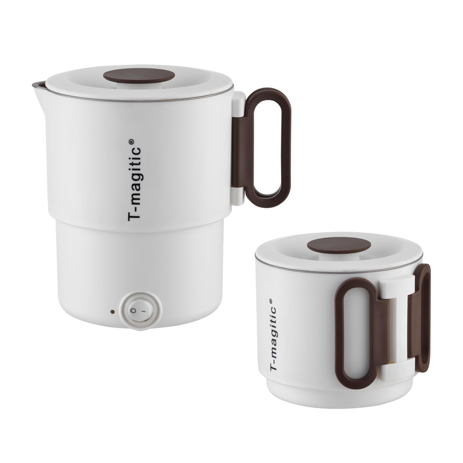 T-magitic Portable Electric Kettle,Dual Voltage 110V/220V, Stainless Steel,Mini Travel Kettle, Perfect For Use in an RV or Camping or Traveling,(White)