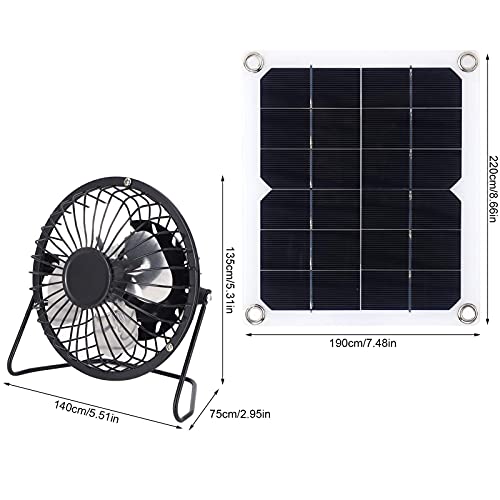 Oreilet 10W Solar Panel Powered Fan, RVs Outdoor Breeding Solar Powered Fan Ventilator, Waterproof Solar Energy Cooling Fan with 4 x Suction Cup, Photovoltaic Solar Panel for Chicken Pet House