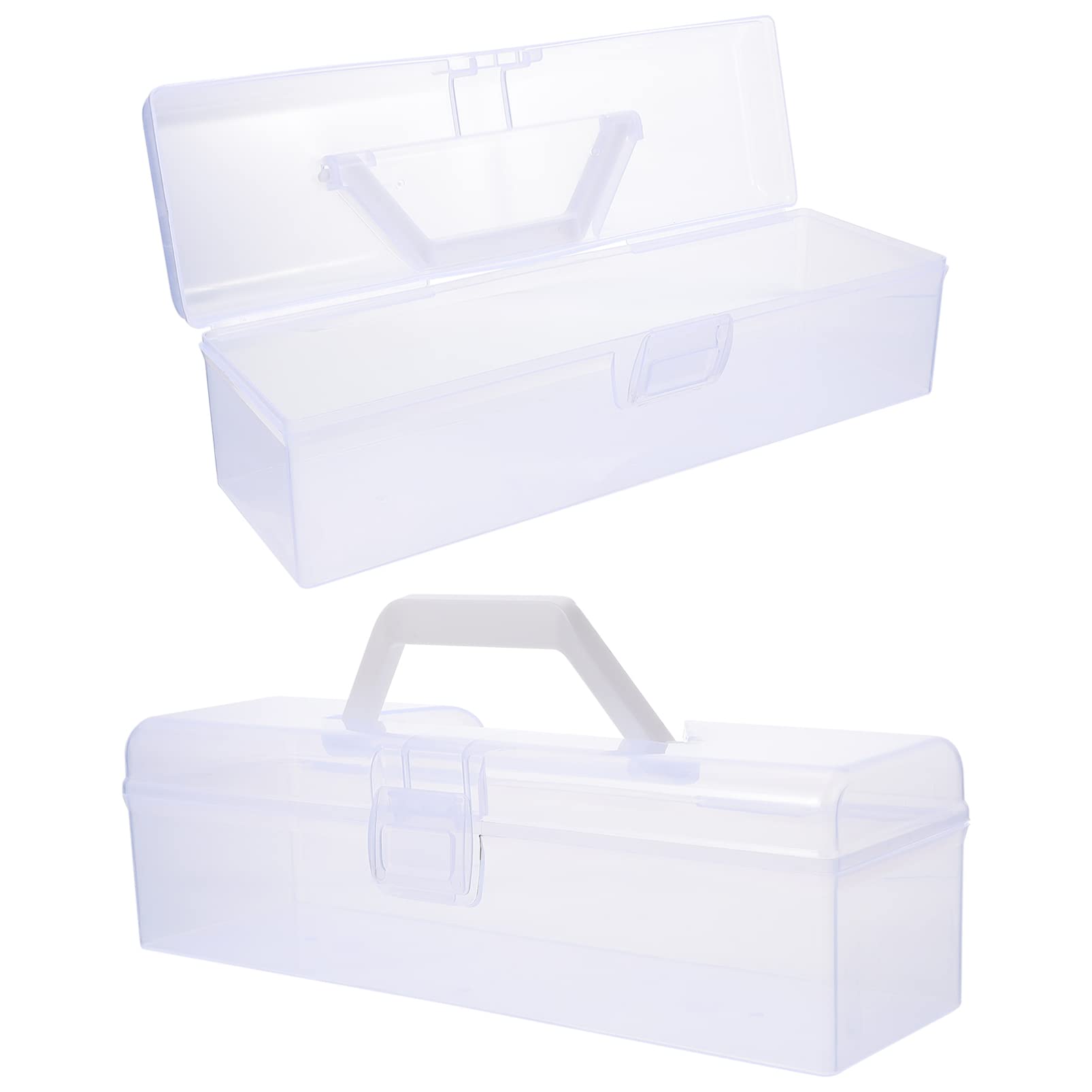 VICASKY Plastic Storage Box, 2pcs Clear Organizer Container with Handle, Multipurpose Storage for First Aid, Sewing, Painting Arts Tools