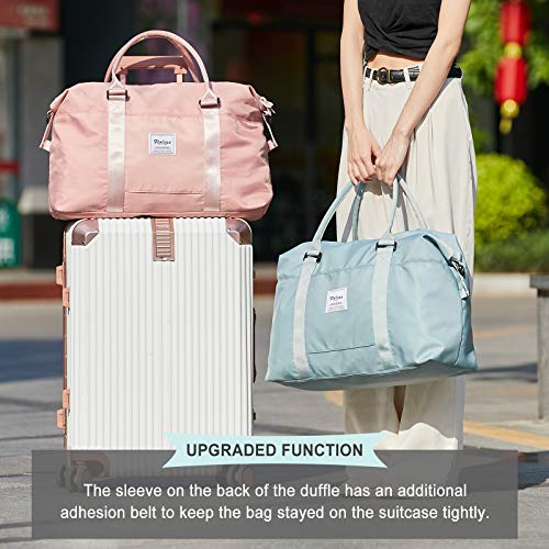 Sports Gym Bag Tote Bag for Men Women, Travel Duffel Bag with Wet Pocket, Shoulder Weekender Overnight Bag,Light Blue