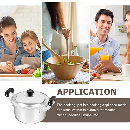 Stock Pot with Lid Korea Ramen Pot Noodle Cooking Pot Kitchen Stock Pot Congee Cookware Saucepan Ramyun Pot with Handle for Soup Milk Butter Stew Pasta Korean Noodle Pot