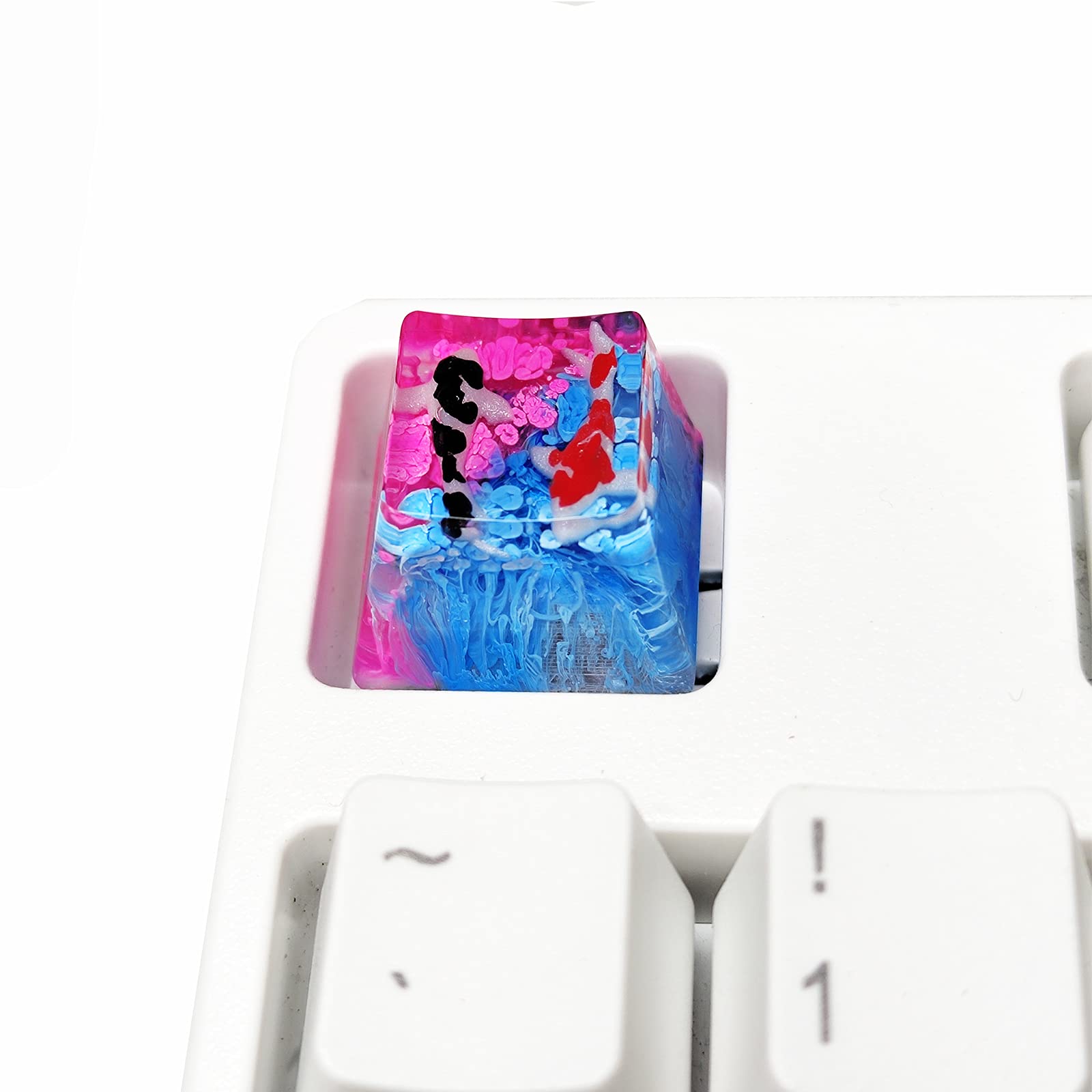 Handmade Koi Fish Resin Artisan Backlit Key Cap For Cherry MX RGB Switch Gaming Mechanical Keycaps 1U