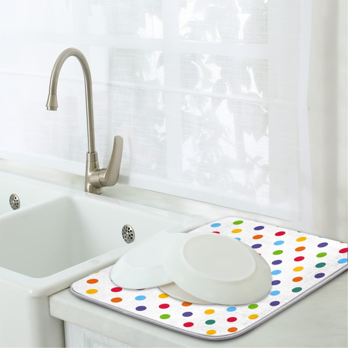 Originals Dish Drying Mat 16 x 18 Inch Absorbent Reversible Microfiber Dish for Kitchen Coffee Bar Countertop