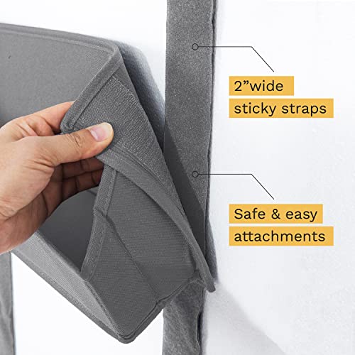 Over The Door Hanging Organizer Storage Wall Mount Premium Durable with 7 Unique Large Pockets Customizable Metal Door Hooks 17β Wide * 73β Long Closet Organizer Office Home Easy to Setup Grey