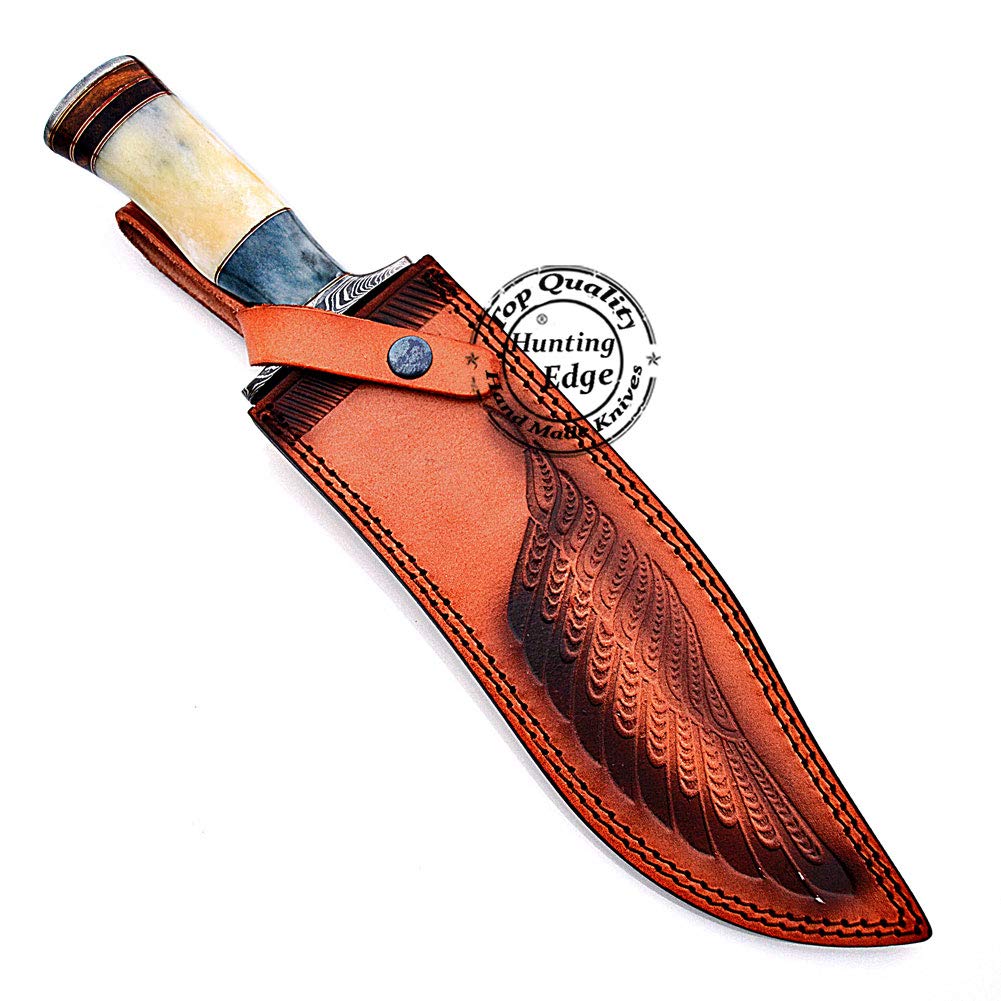 HE-815 Custom Handmade 15" Damascus Steel Hunting Knife, Perfect Grip, 100% Prime Quality