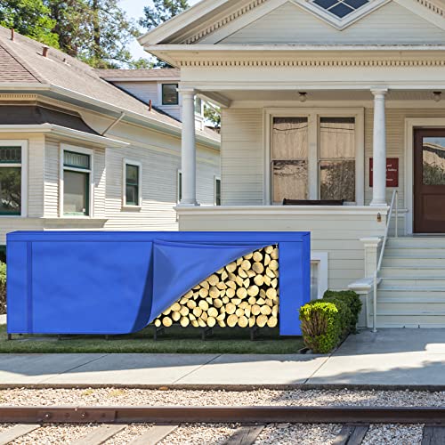 NANANARDOSO 8ft Firewood Rack Outdoor with Cover Combo Set Waterproof for Wood Storage, Adjustable Fire Log Stacker Stand, Heavy Duty Firewood Log Rack Holder for Fireplace Lumber Storage