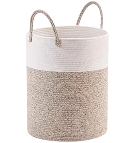 Tall Woven Laundry Basket with Handles, Clothes Hamper Storage Basket for Living Room, Bedroom, Entryway, Bathroom, Large Woven Blanket Basket for Pillows, Towels, Blankets