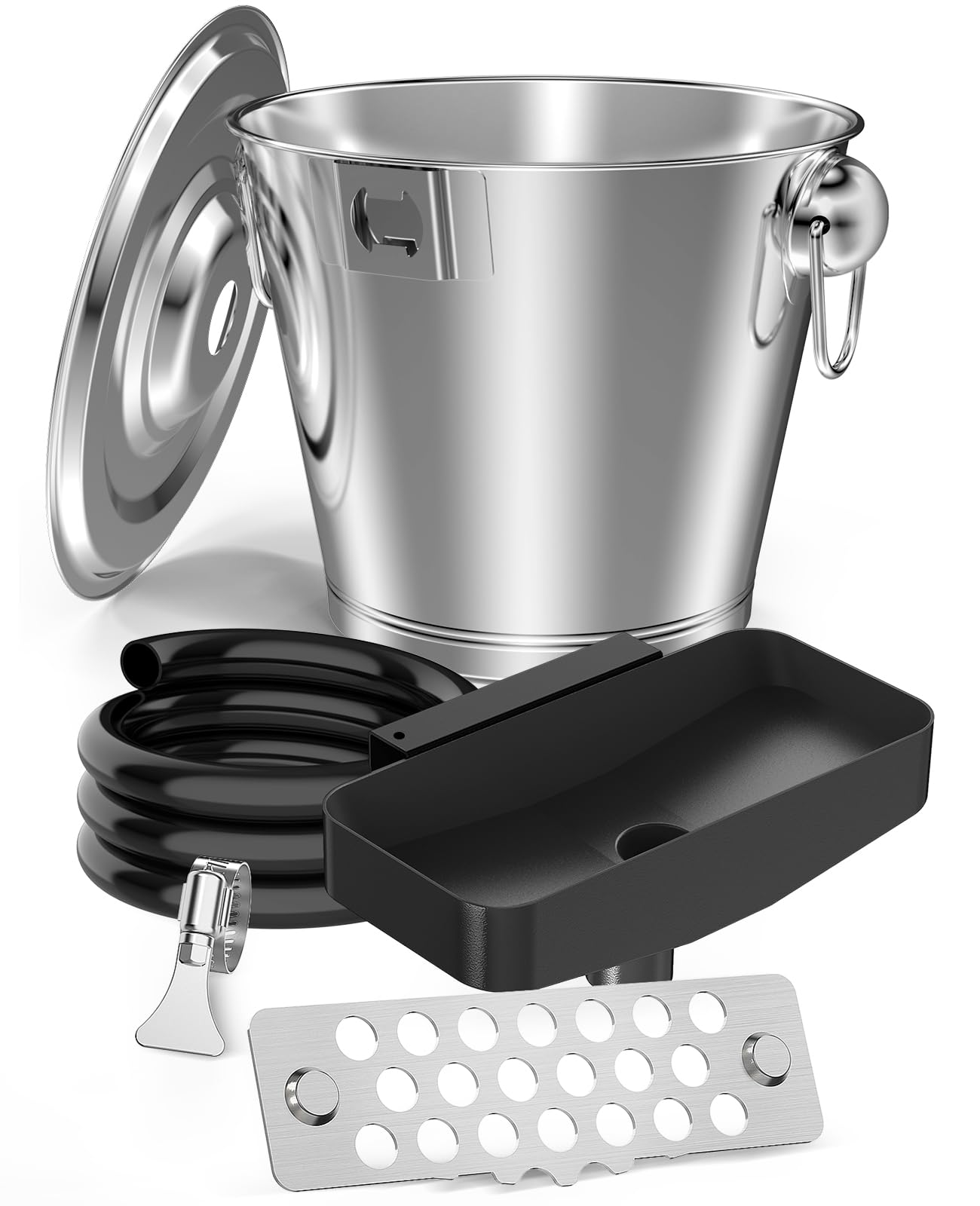 Upgraded Rear Grease Drainage Funnel for Blackstone Grease Catcher,Grease Bucket W/Lid,Innovative Blackstone Grease Trap with Separated Stainless Grease Gate,Blackstone Griddle Accessories