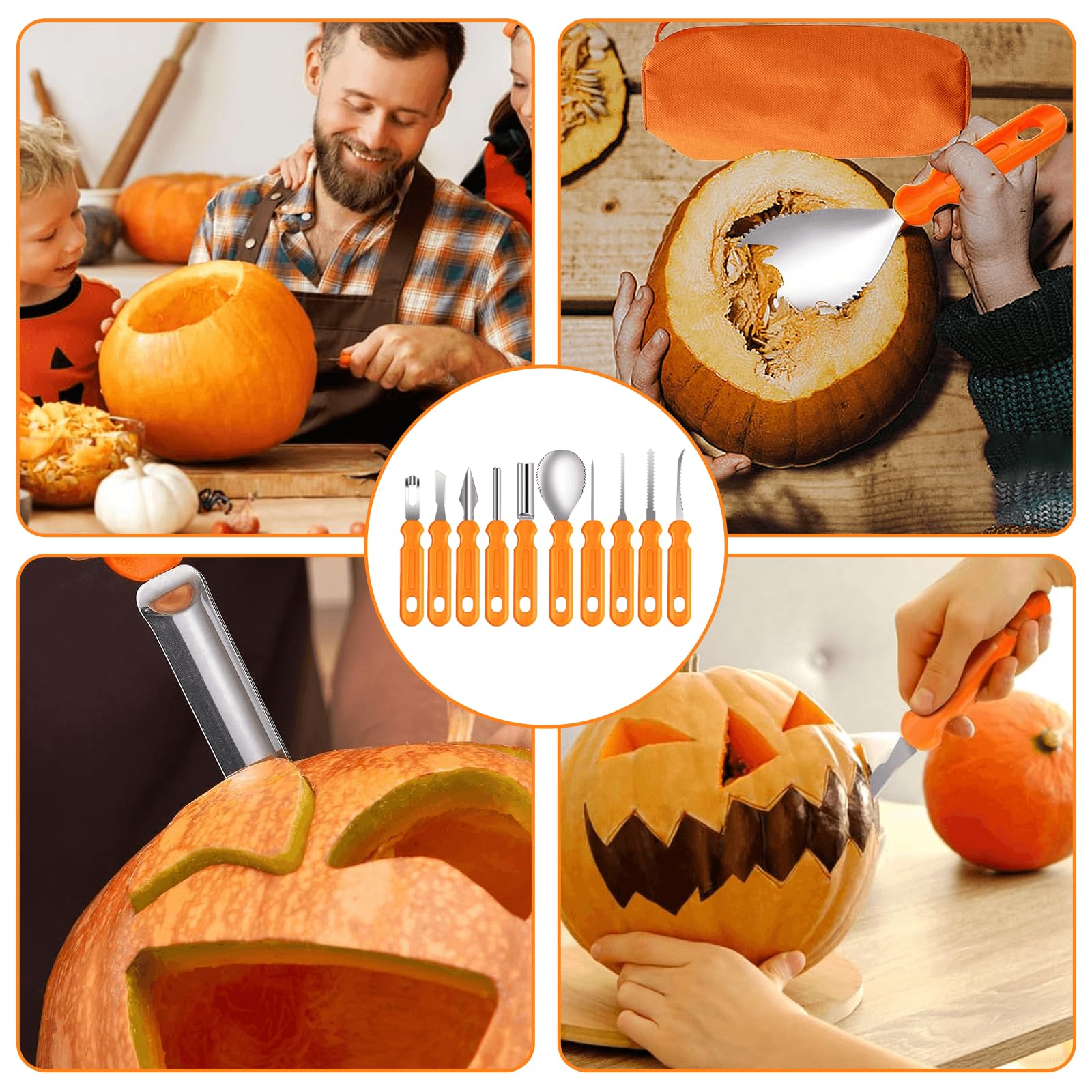 ONEVER Pumpkin Carving Kit Tools Halloween, Professional Heavy Duty Carving Set Pumpkin Carving Knife, Stainless Steel Double-side Sculpting Tool Carving Kit for Halloween Decoration for Halloween